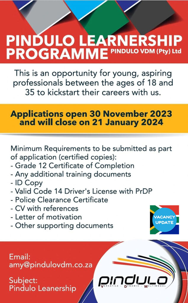 Pindulo Learnership 2024: Accepting Candidates Between 18-35 Years Old
